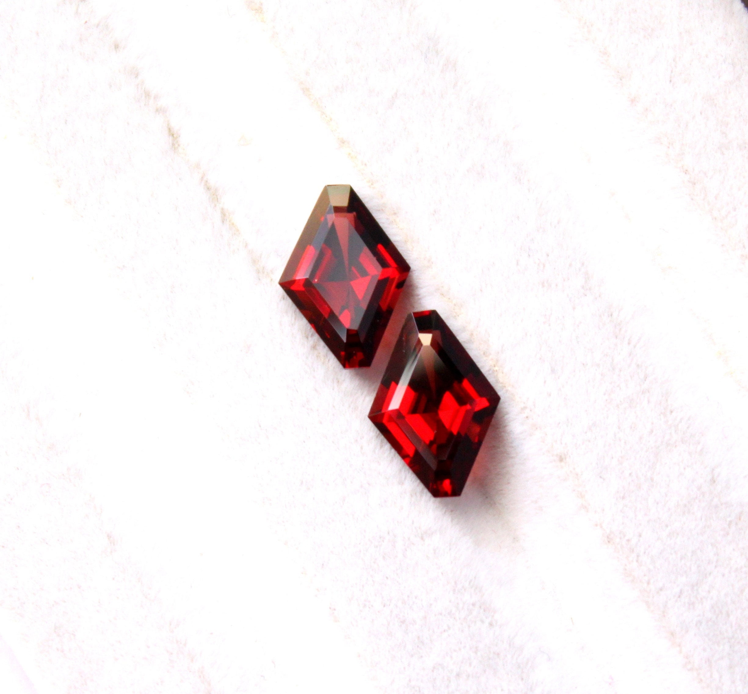 Red Garnet Mozambique Faceted Fancy Lozenge Cut Pair Gemstones - Etsy UK