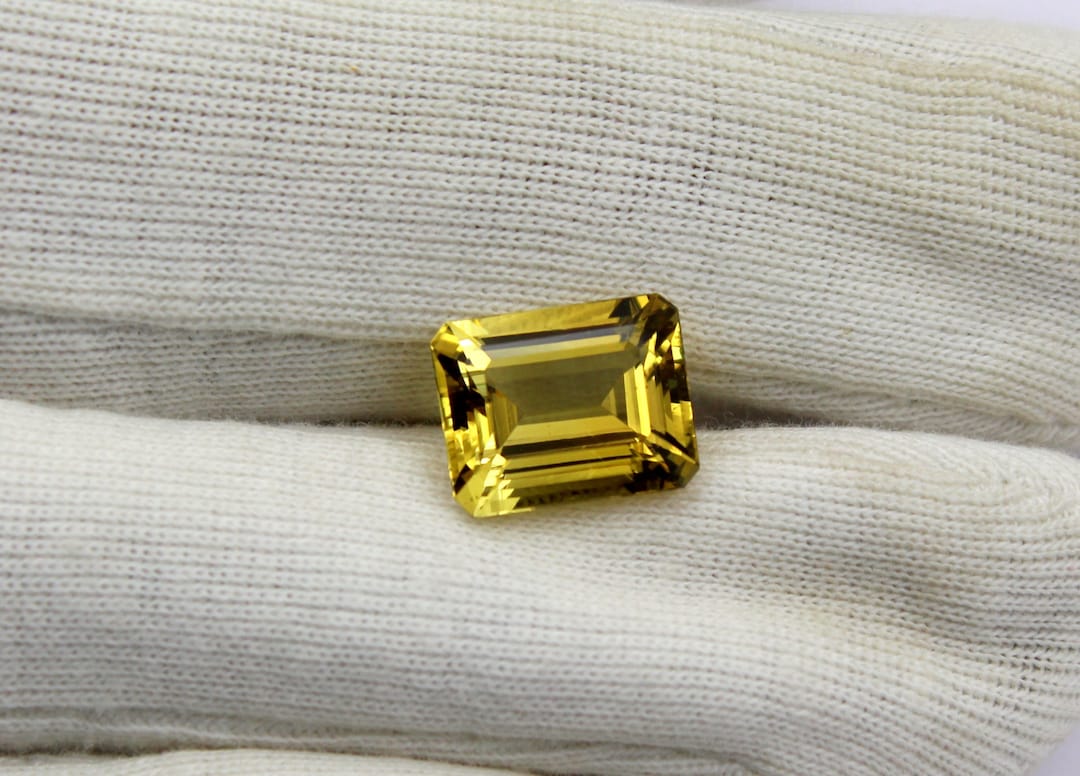 Stunning Yellow Beryl Heliodor Emerald Cut Faceted Gemstones Loose ...