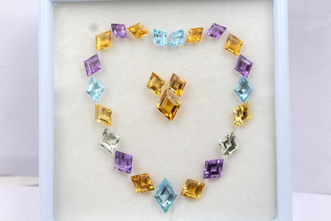 Multi Color Lozenge Cut Shape Layout Loose Gemstones, Semi Precious ...