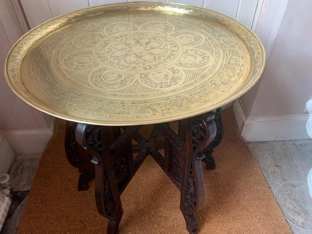 Antique Persian Table, Antique Arabic Folding Brass Tray Table, Antique ...