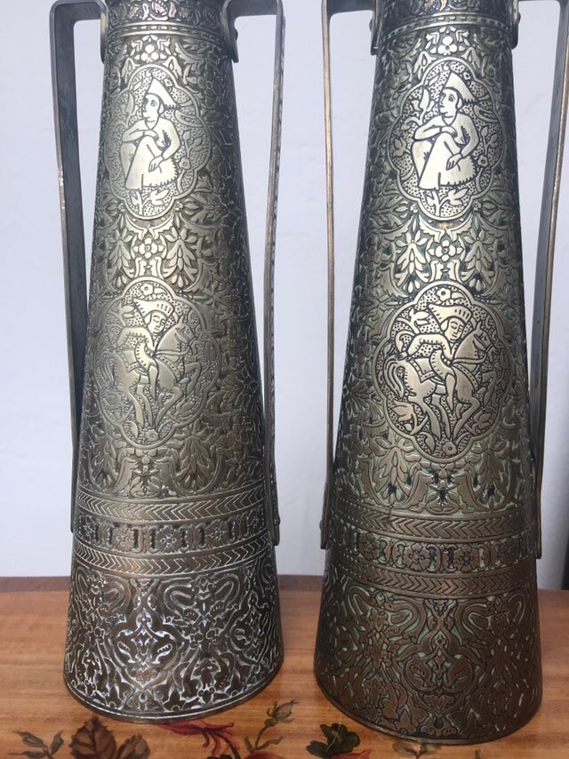 Vintage Art Nouveau Kinko Brass Vases Spill Vases Candle | Etsy