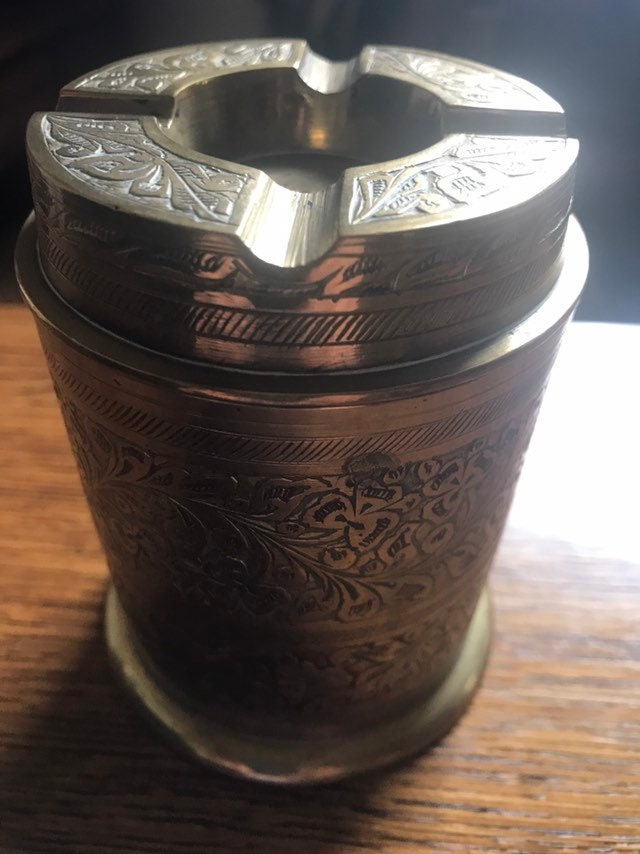 Vintage Brass Cigarette Box and Ashtray | Etsy