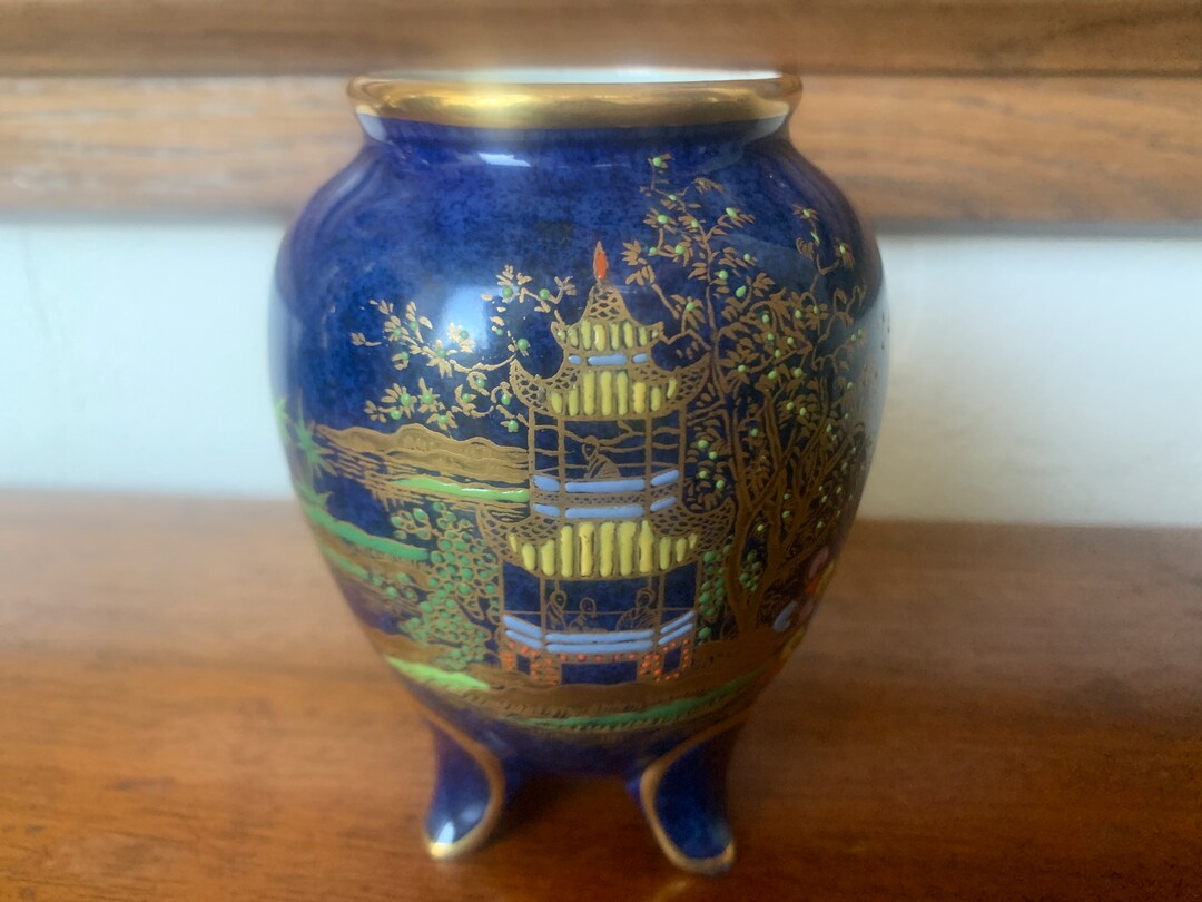 Antique Carlton Ware Bleu Chinoiserie Vase, Carlton Ware Blue Pagoda ...