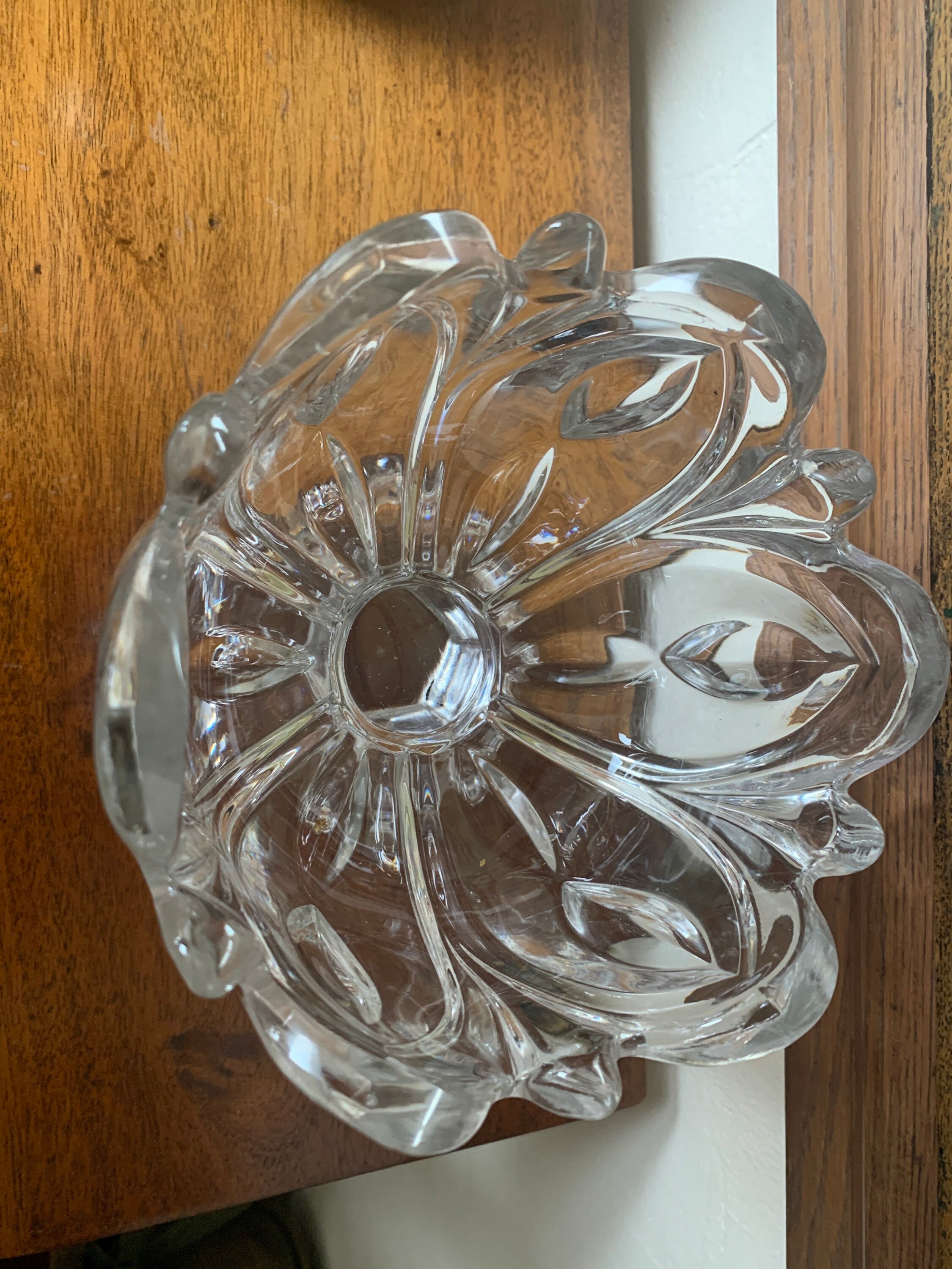 Vintage Heavy Deep Cut Crystal Glass Bon Bon Dish, Centrepiece, Flower ...