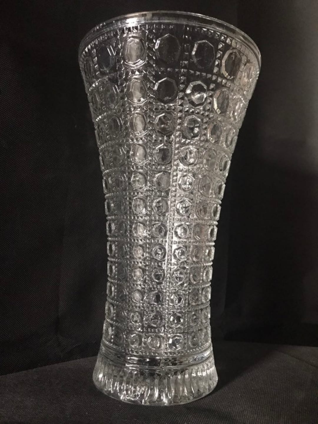 Vintage Large Cut Glass Vase, Flower Holder - Etsy