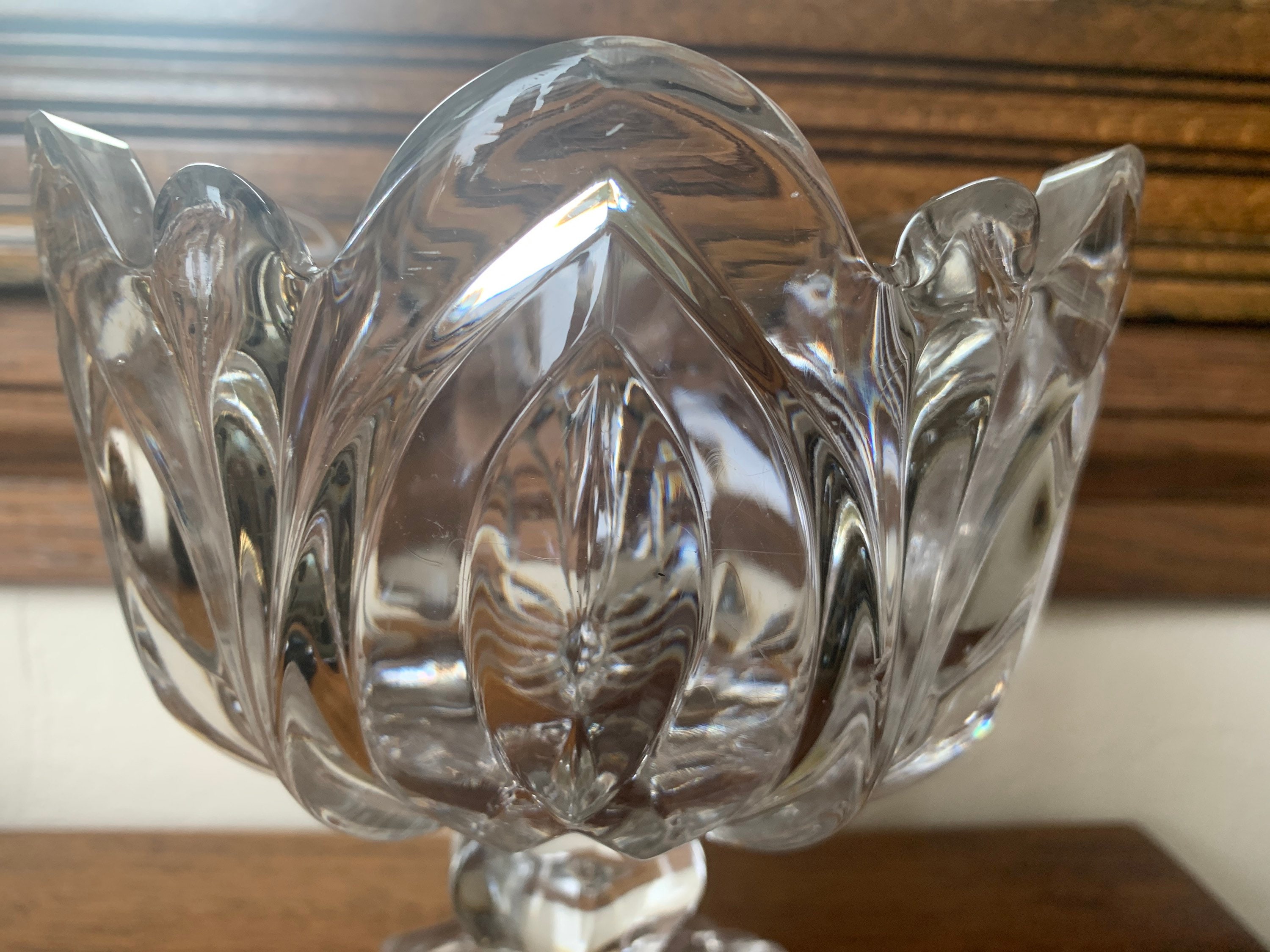 Vintage Heavy Deep Cut Crystal Glass Bon Bon Dish, Centrepiece, Flower ...
