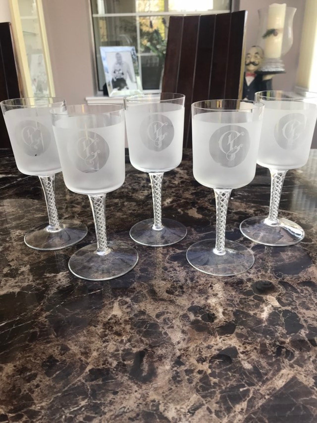 Edwardian Air Stem Wine Glasses - Antique Wine Glasses - Air Stem ...