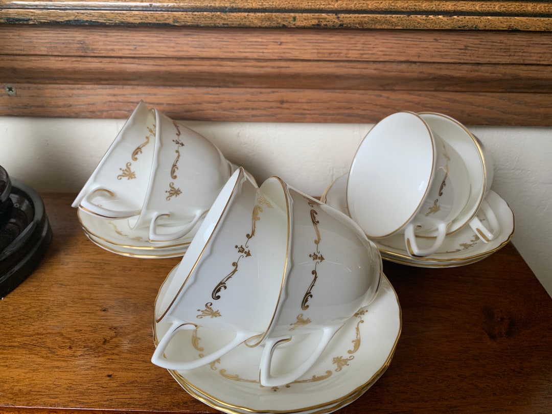 Buy Vintage Royal Worcestershire Gold Chantilly Set of China Cups ...