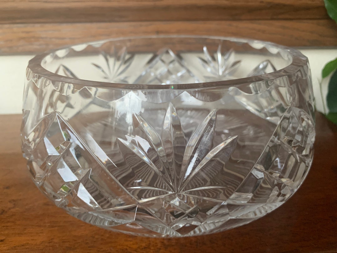 Vintage Crystal Bowl Heavy Deep Cut Crystal Bowl Vintage Deep Cut Crystal Bowl Etsy