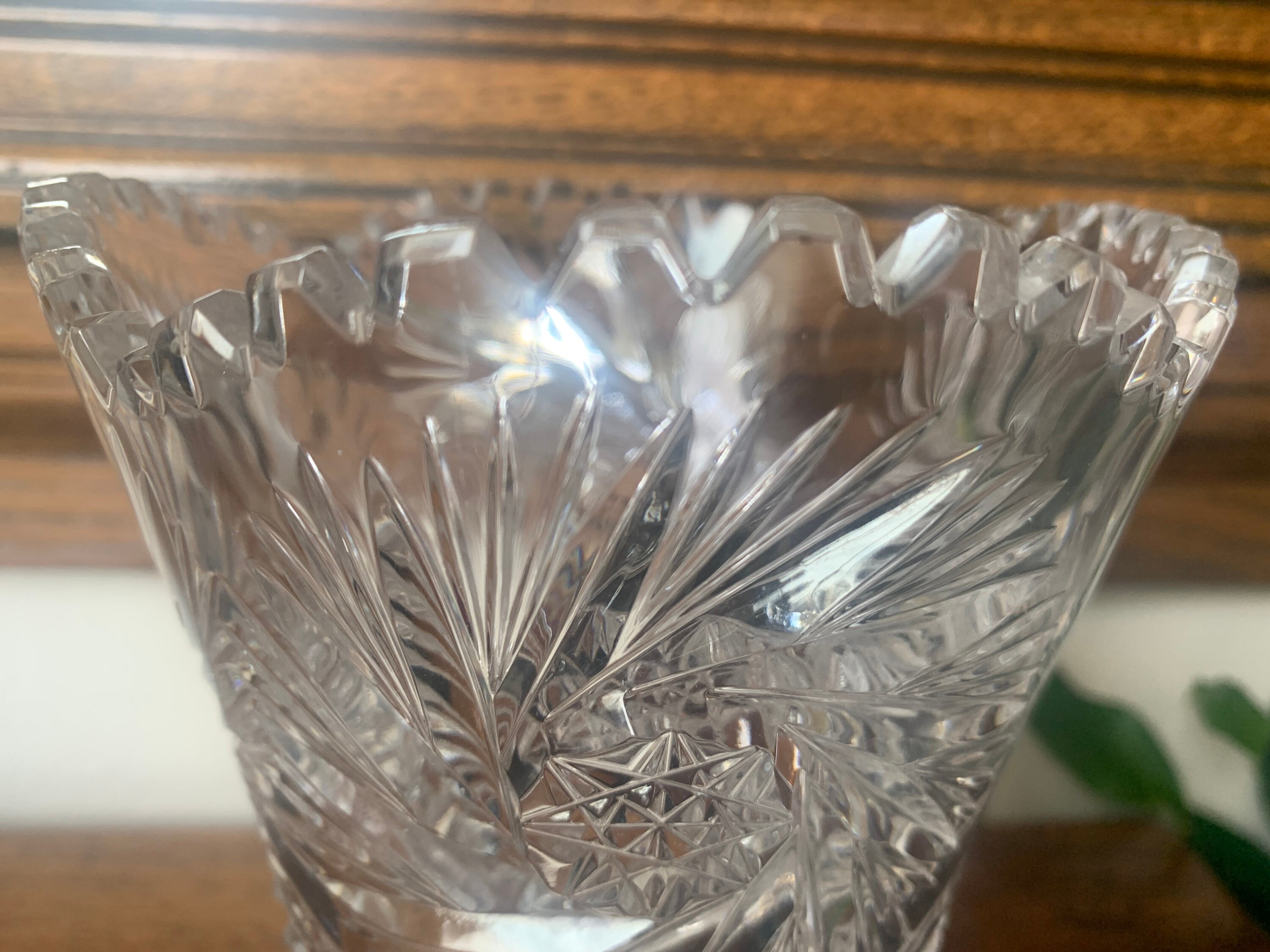 Vintage Cut Crystal Vase, Vintage Heavy Cut Crystal Vase, Deep Cut ...