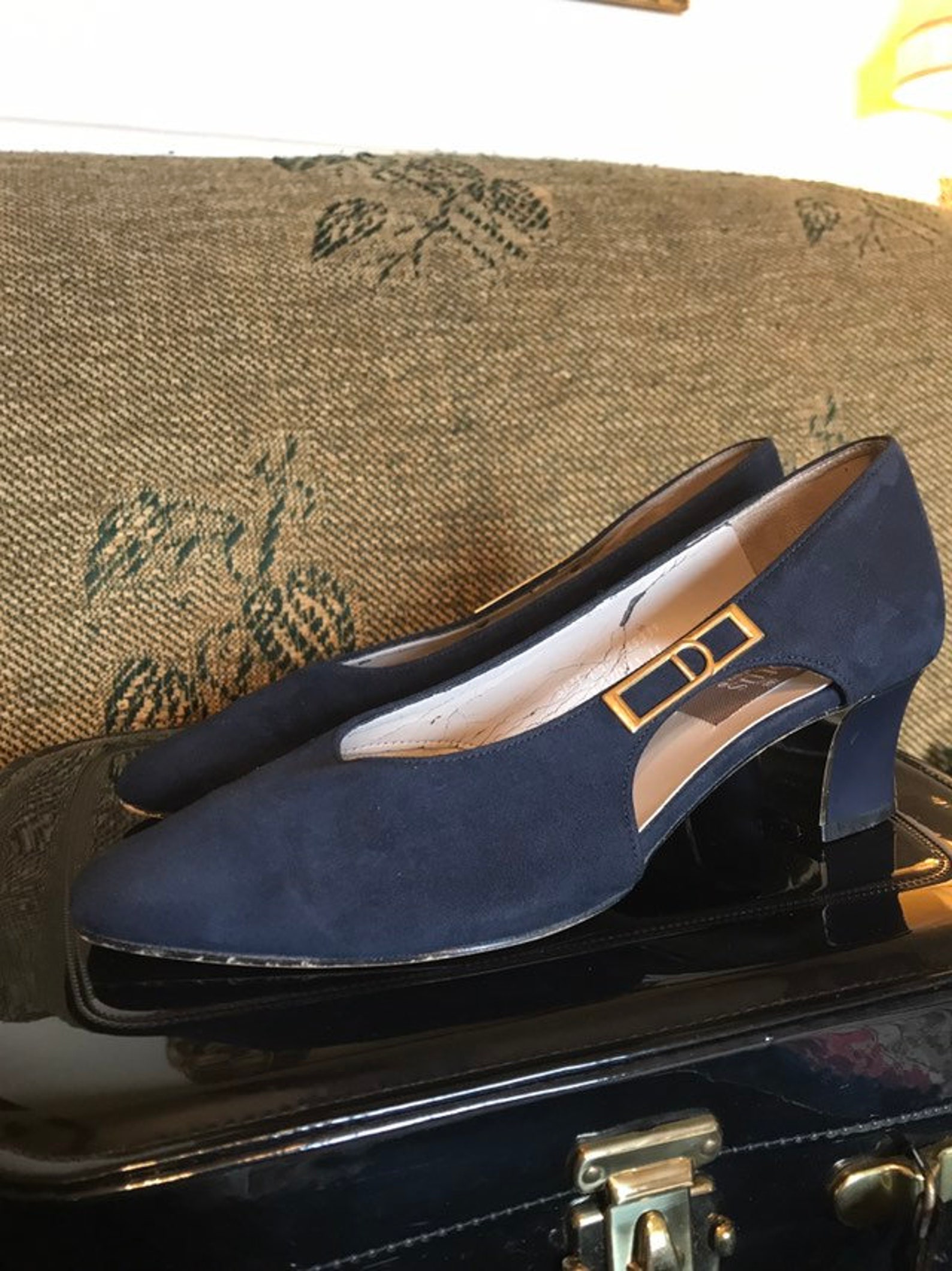 Vintage Lotus Navy Suede Shoes, Pumps, Slip Ons - Etsy