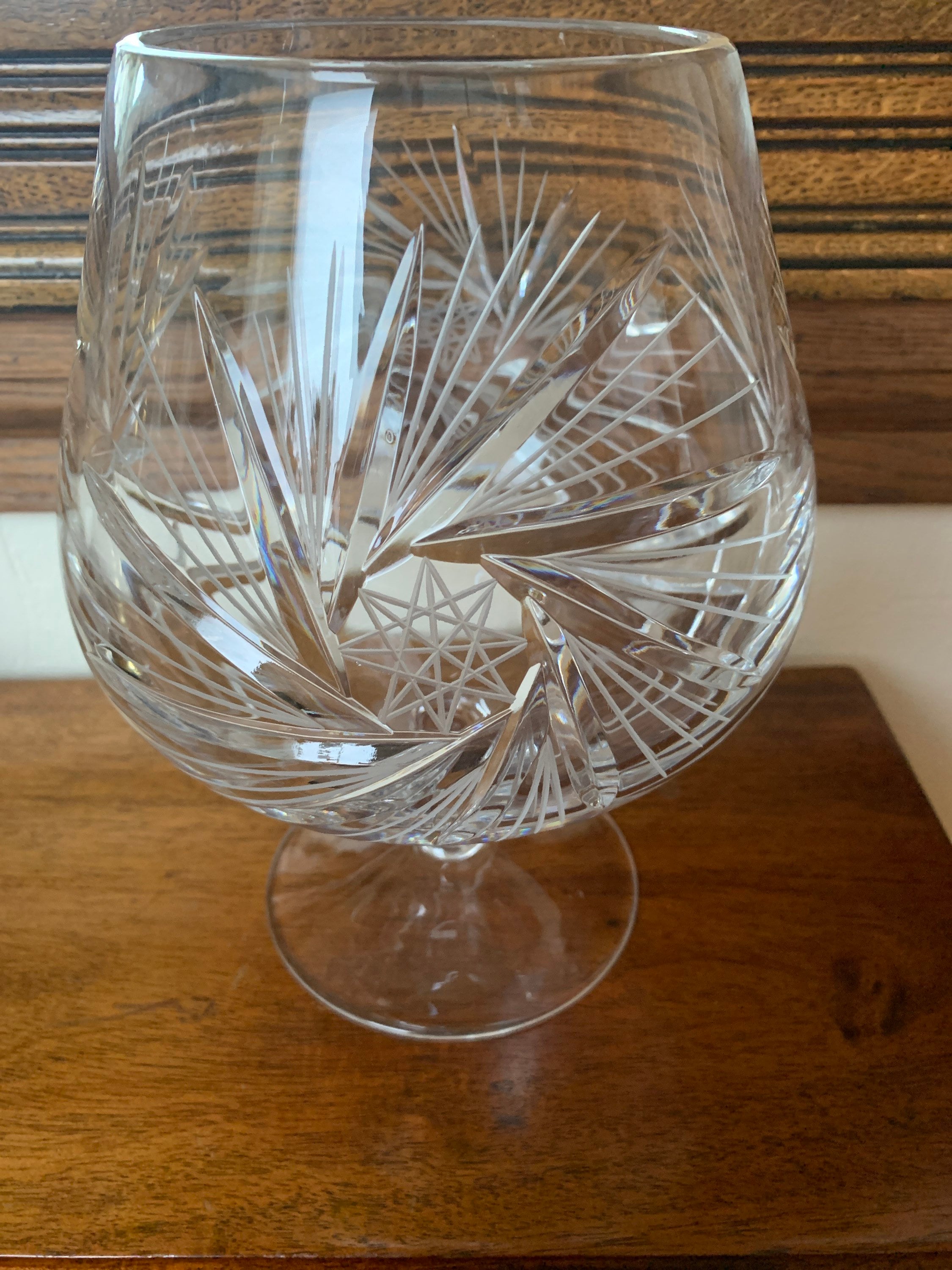Vintage Oversized Pinwheel Cut Crystal Brandy Vase, Large Crystal ...
