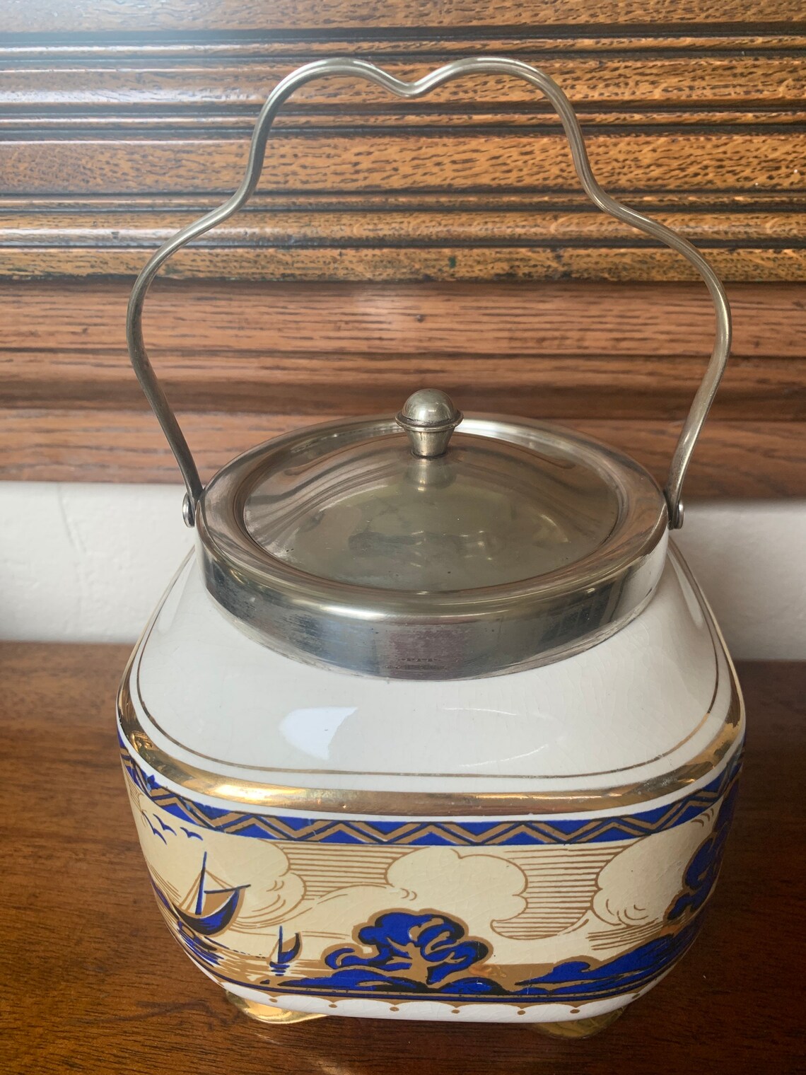 Vintage Porcelain English Regent China & EPNS Cookie Jar - Etsy