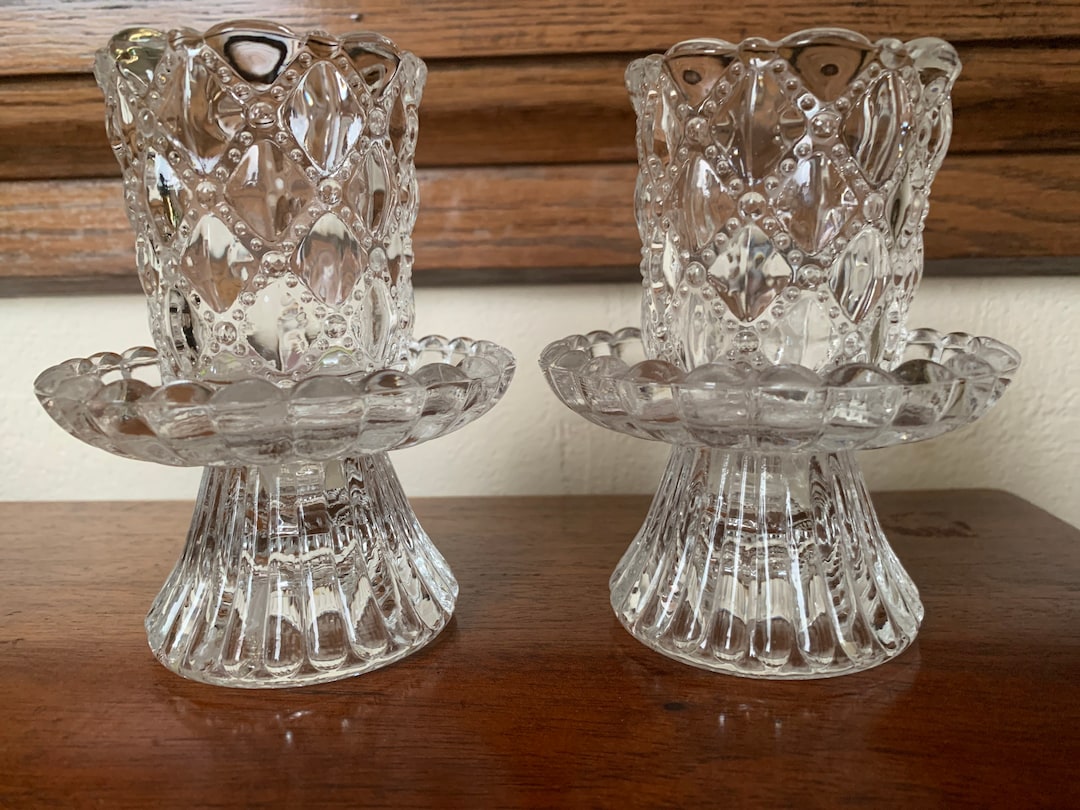 Vintage Crystal Candle Holders, Crystal Glass Candlesticks, Cut Glass ...
