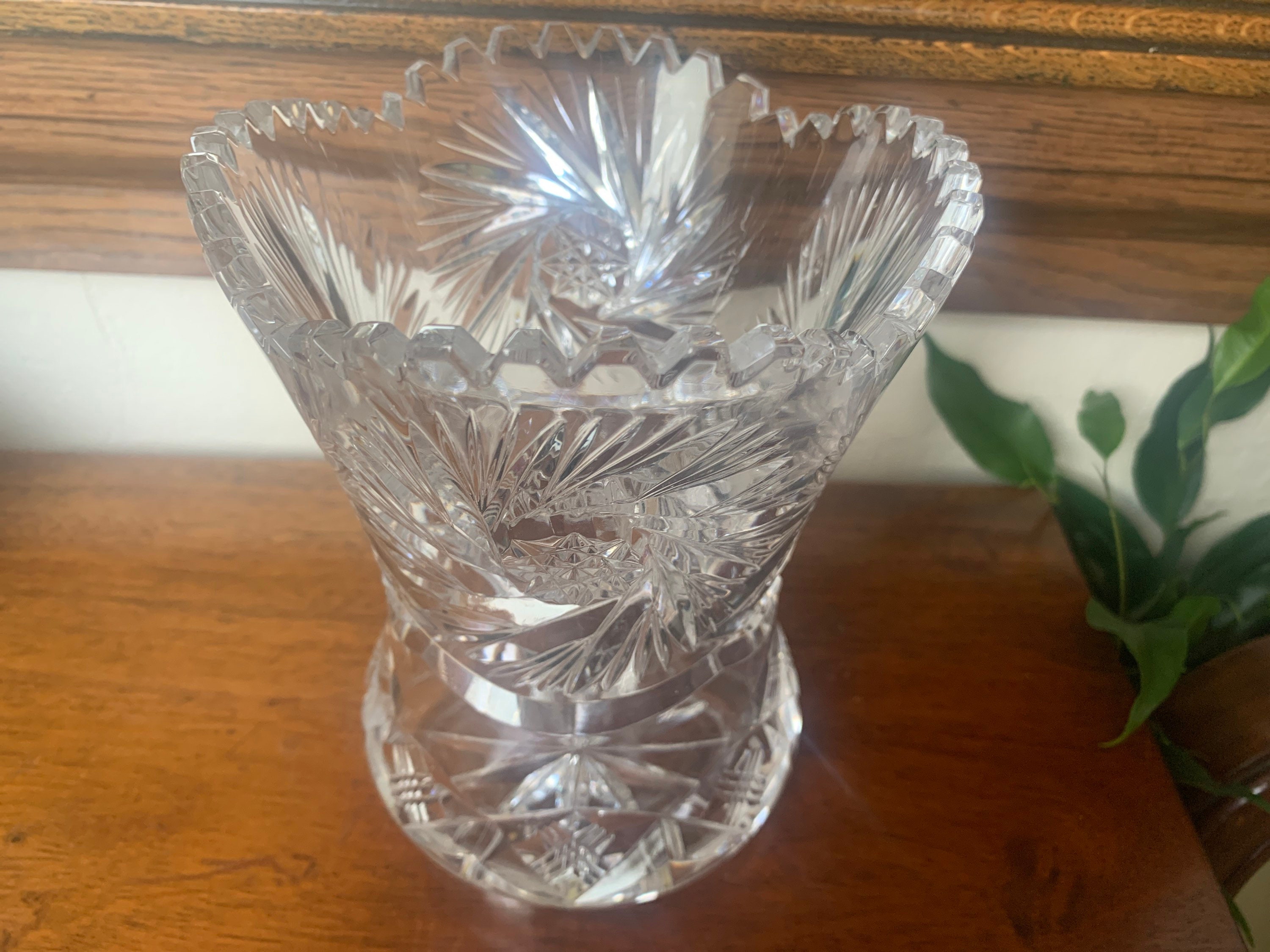 Vintage Cut Crystal Vase, Vintage Heavy Cut Crystal Vase, Deep Cut ...
