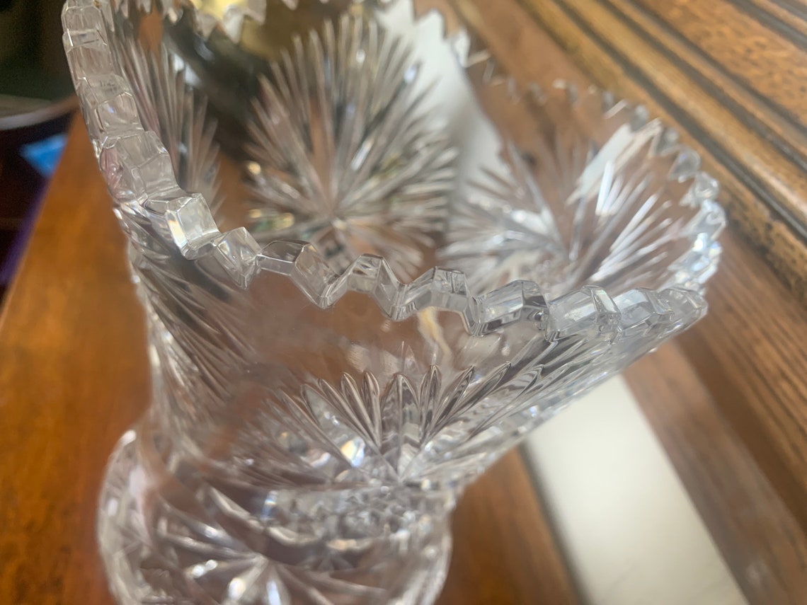 Vintage Cut Crystal Vase, Vintage Heavy Cut Crystal Vase, Deep Cut ...