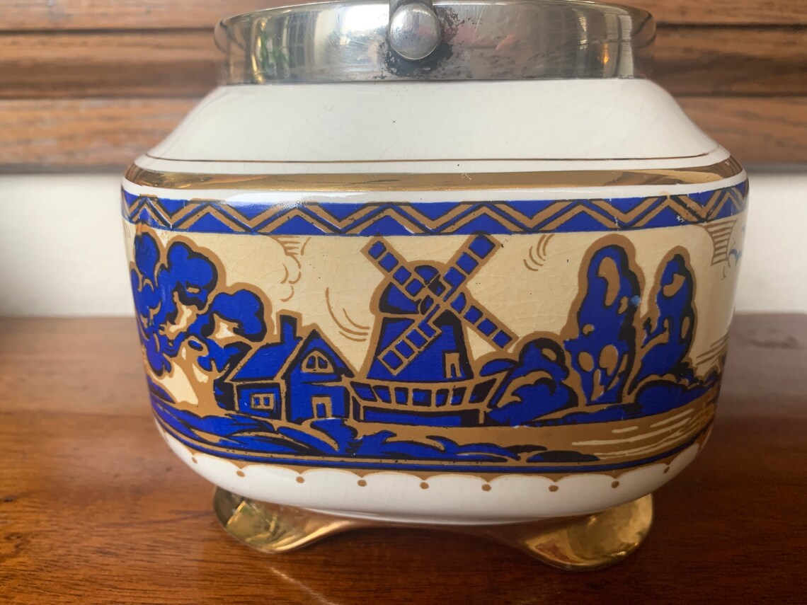 Vintage Porcelain English Regent China & EPNS Cookie Jar - Etsy