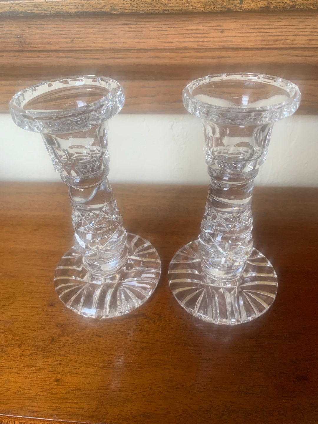 Vintage Cut Crystal Candlesticks, Deep Cut Ornate Crystal Candlesticks ...