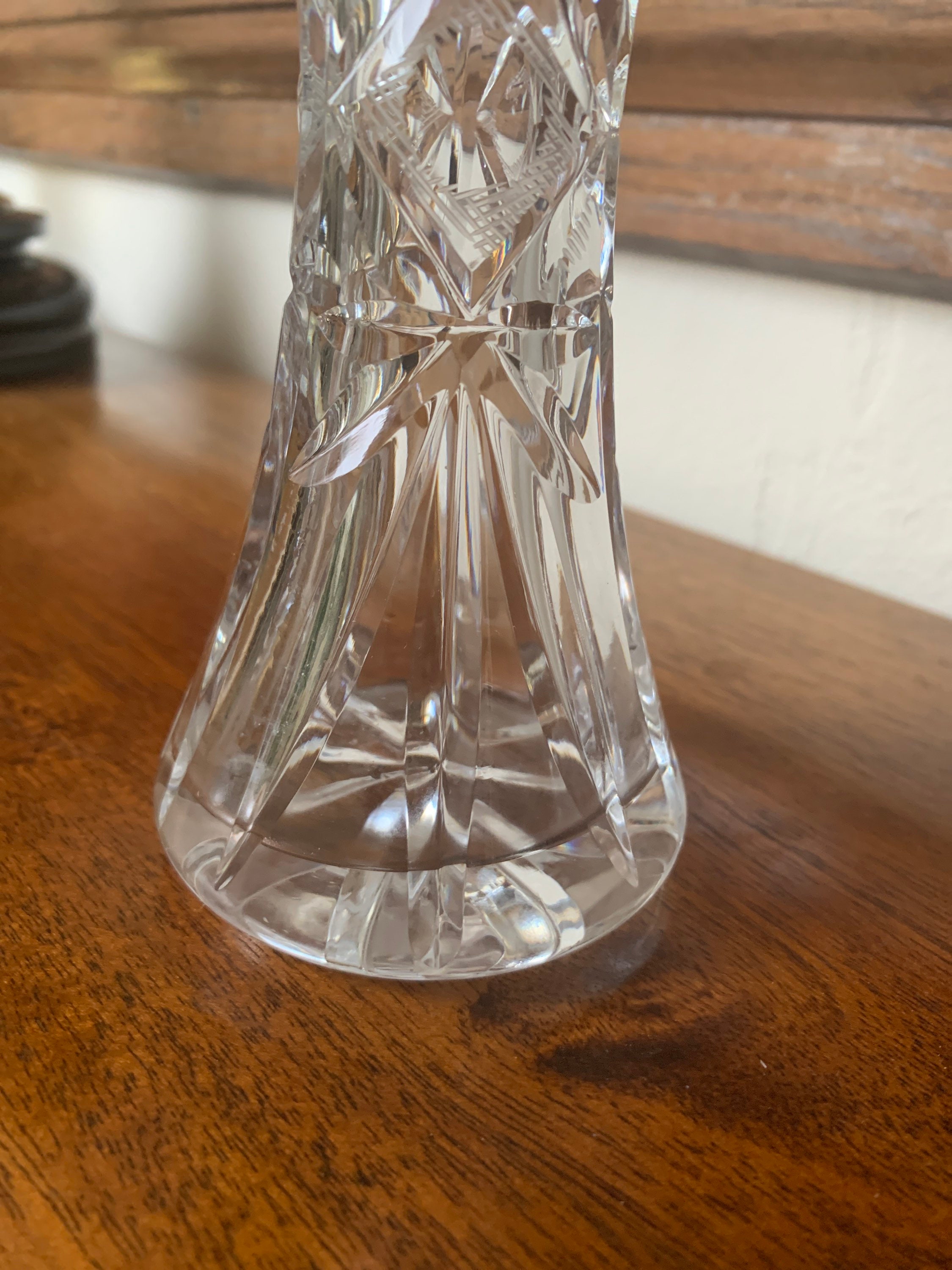 Vintage Diamond Cut Crystal Vase Flower Flower Holder | Etsy