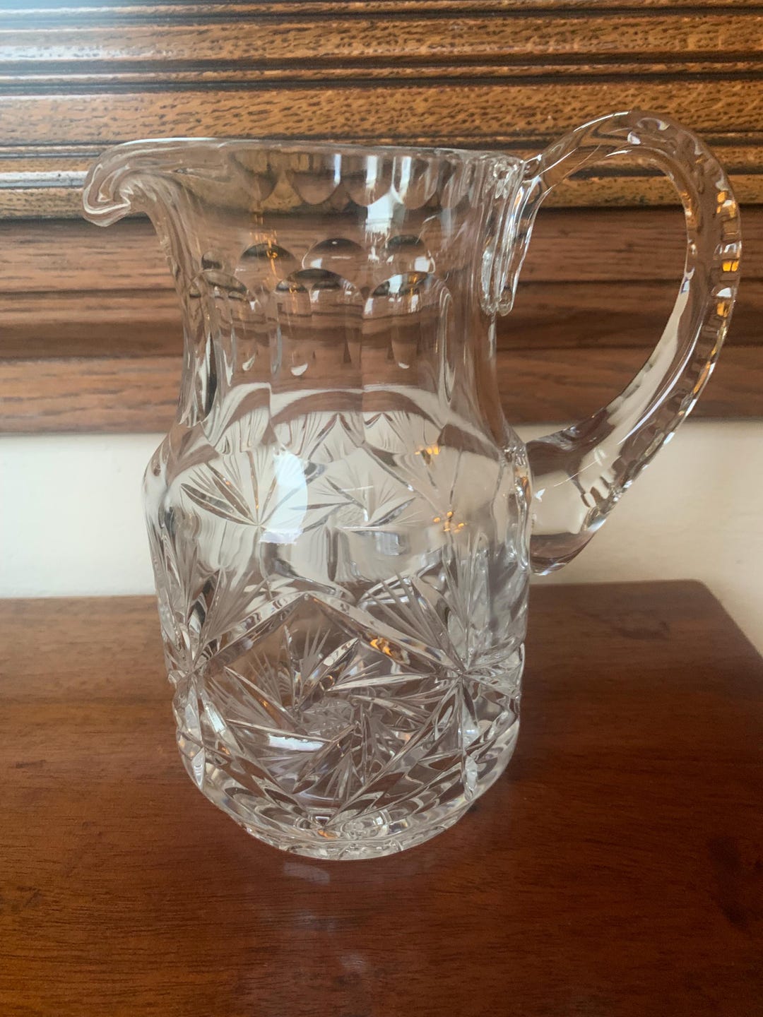 Vintage Deep Cut Crystal Water Jug, Crystal Water Jug, Vintage Crystal ...