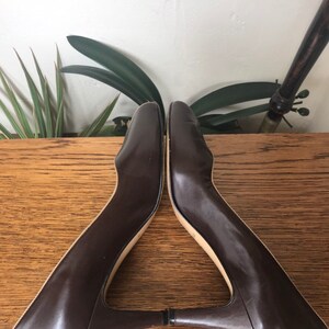 Vintage St Michael Brown and Beige Leather Peep-toe Shoes, Slip Ons ...