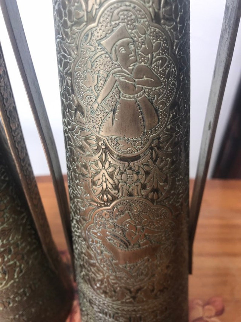 Vintage Art Nouveau Kinko Brass Vases Spill Vases Candle | Etsy