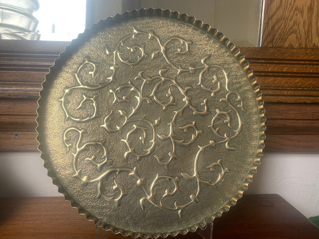 Antique Solid Brass Repousse Art Nouveau Drinks Tray, Art Nouveau Brass ...