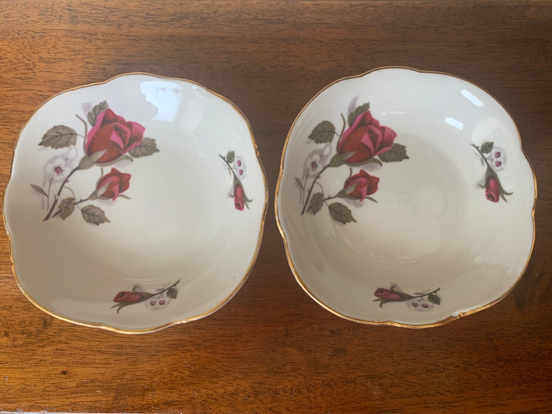 Vintage Pair MCM China Rose Pattern Trinket Dishes, Butter Pats - Etsy