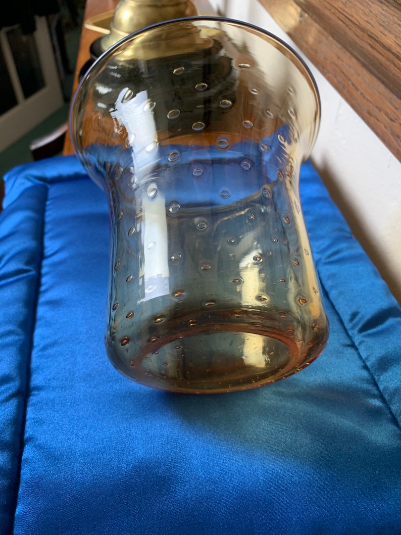 Vintage Amber Bubble Glass Vase | Etsy