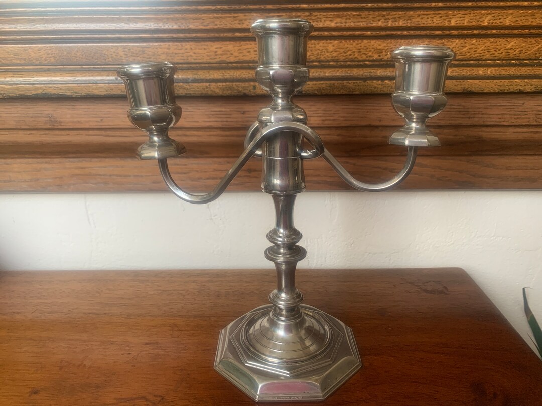 Vintage English Silver Plated Candelabra, Vintage Three Arm Candle ...