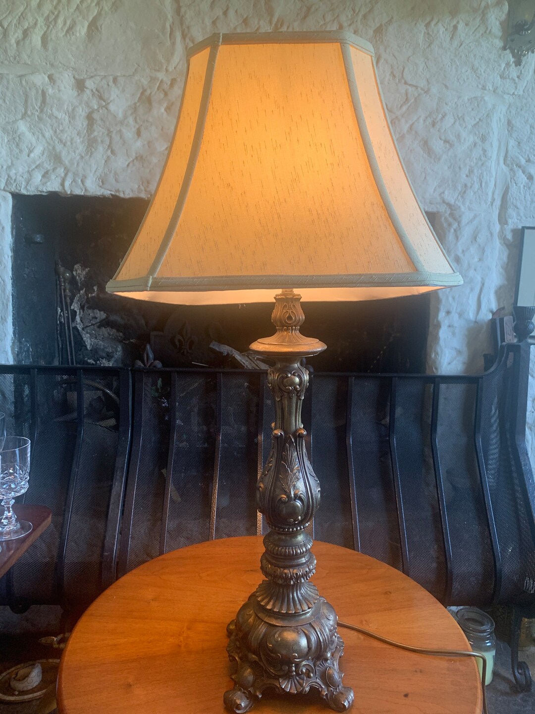 Brass Rococo Style Lamp, Vintage Ornate Heavy Cast Brass Lamp - Etsy