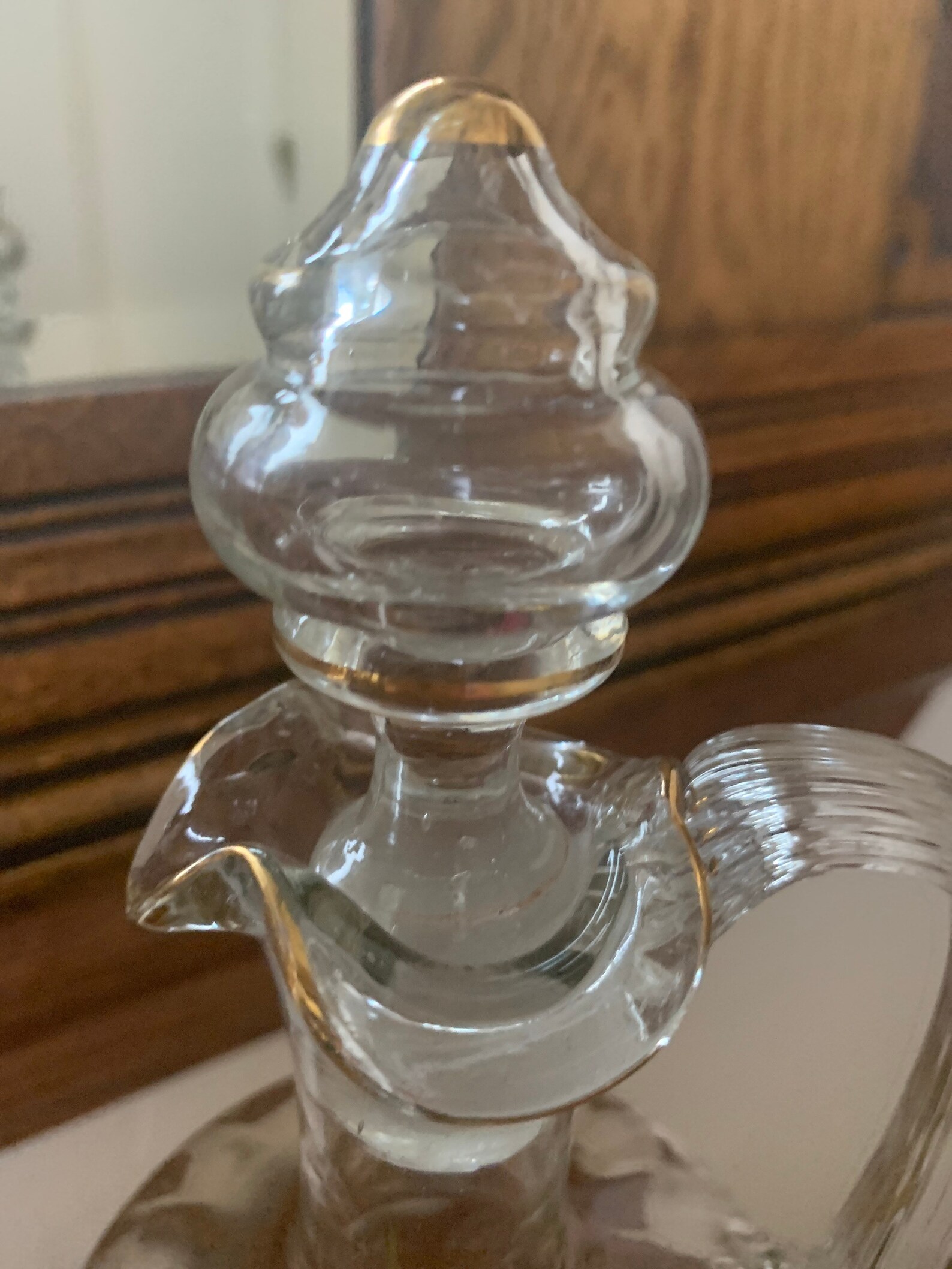Vintage Hand Painted Glass Decanter, Glass Wine Decanter, Glass Pitcher ...