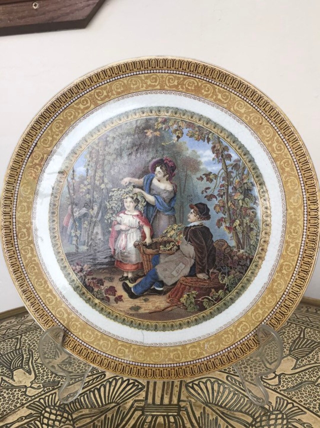 Antique Victorian English Pratt Ware Plate, the Hop Queen - Etsy