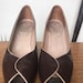 Vintage St Michael Brown and Beige Leather Peep-toe Shoes, Slip Ons ...