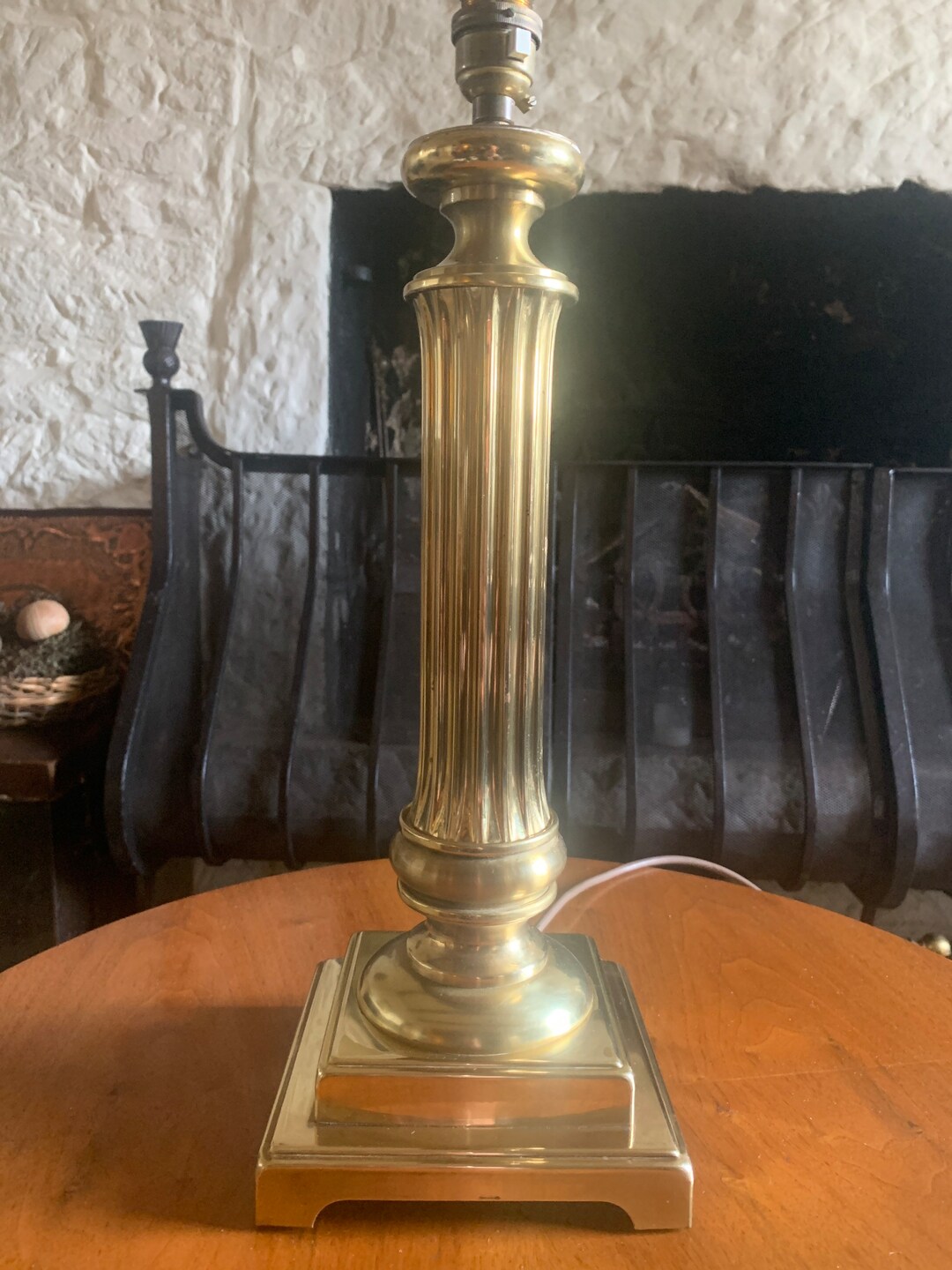 Vintage Brass Lamp, Vintage Large Solid Brass Lamp, Vintage Reeded ...