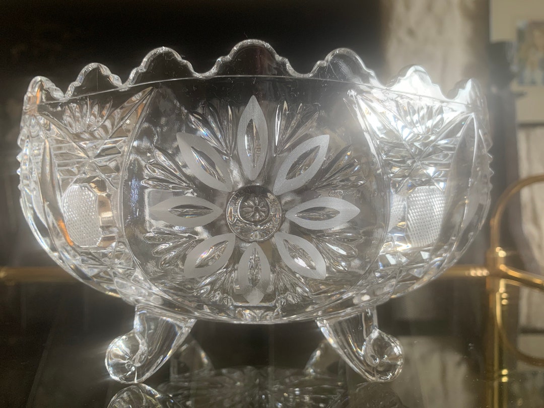 Vintage Ornate Heavy Deep Cut Crystal Celery Vase, Ornate Deep Cut ...