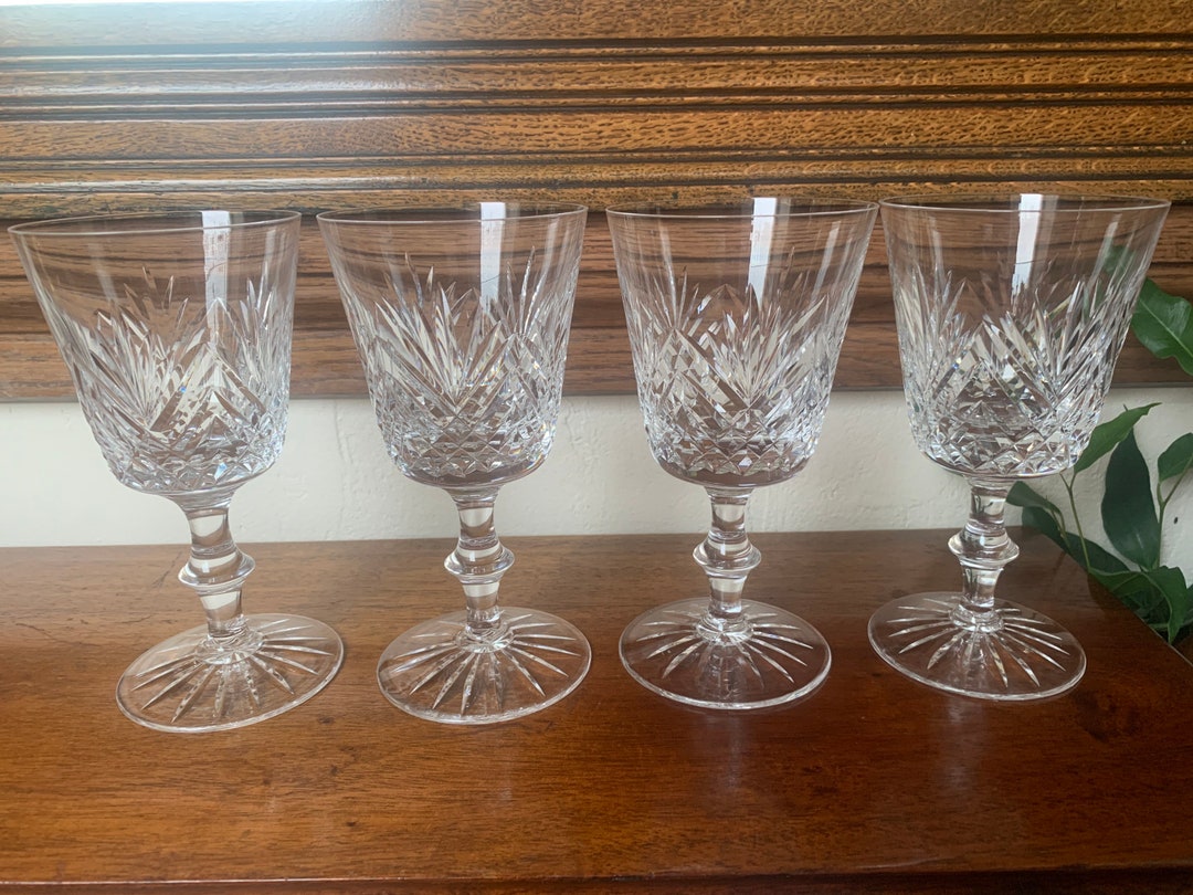 Vintage Large Cut Crystal Wine Glasses, Large Crystal Wine Glasses, Set ...