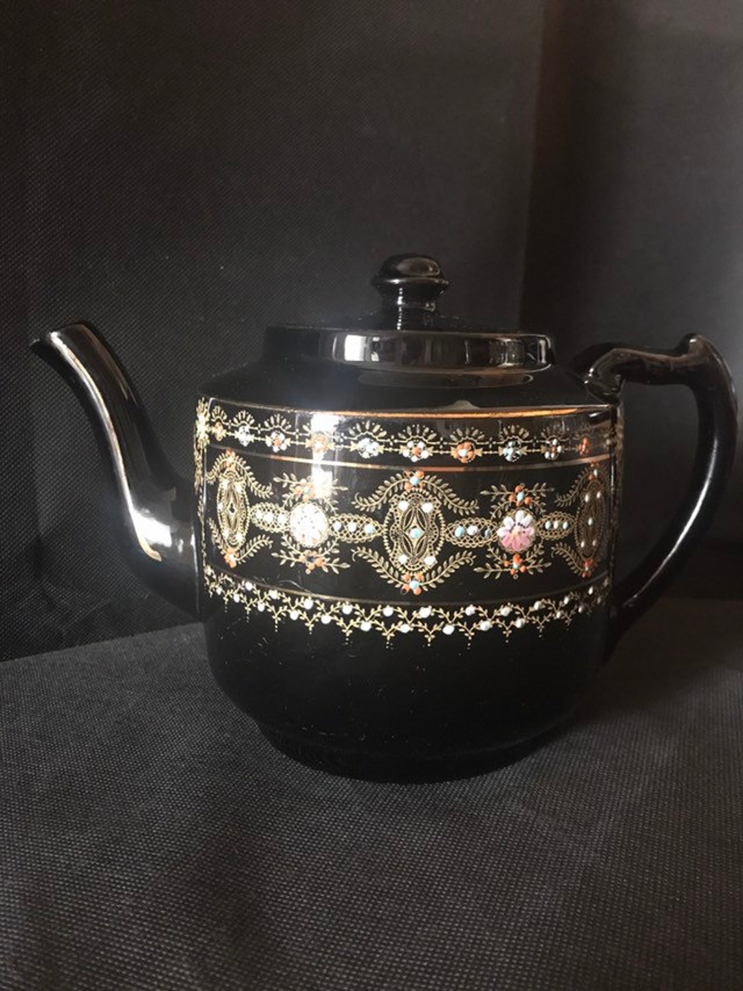 Antique Black Gibson Staffordshire England Tea Pot, Jackfield Ware - Etsy