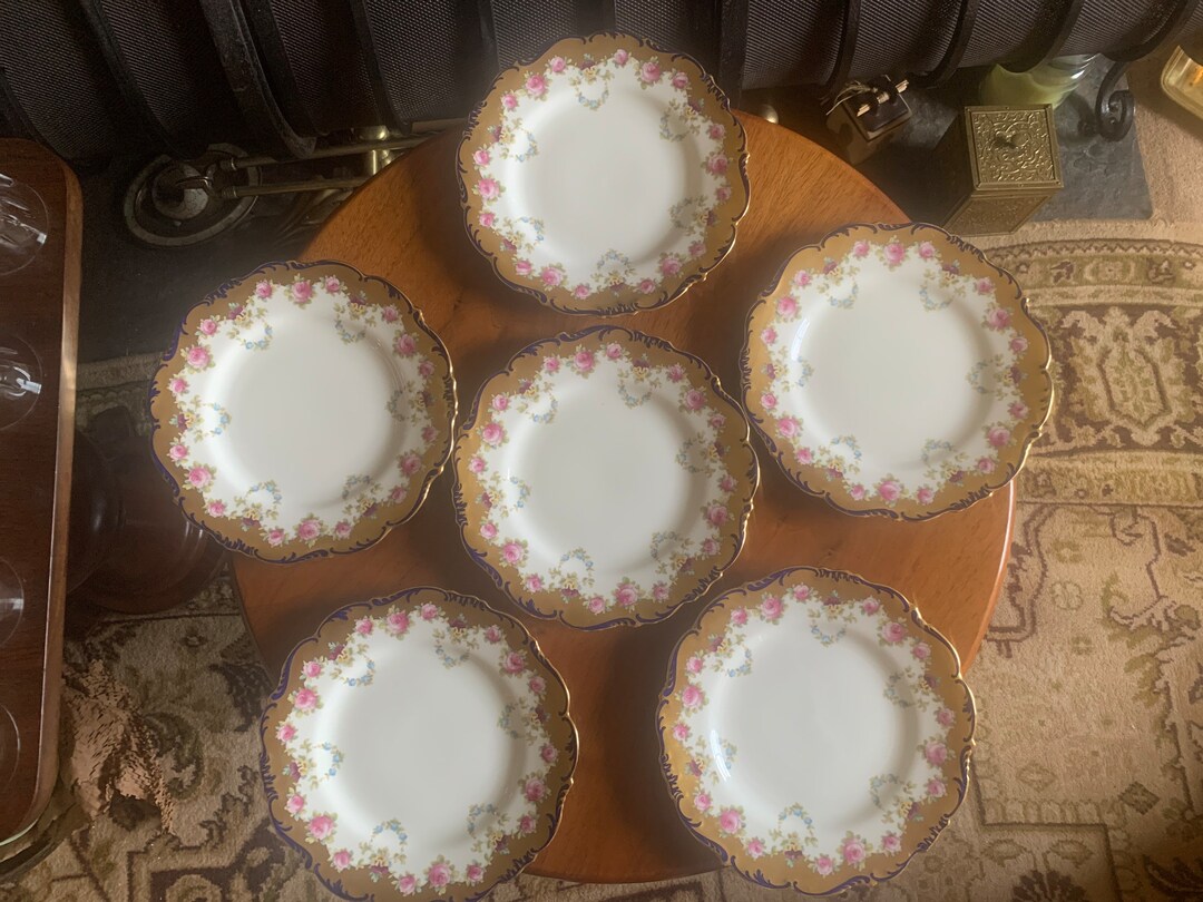 Edwardian Hand Painted Dessert Plates, Cauldon Ltd Hand Painted Dessert ...