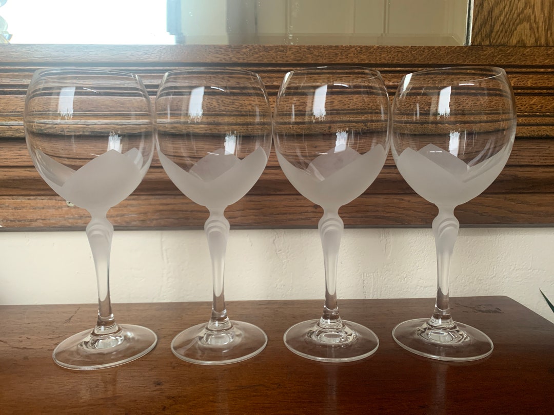 Vintage Large LR Slovakia Crystal Glasses, Four Large Slovakian Crystal ...