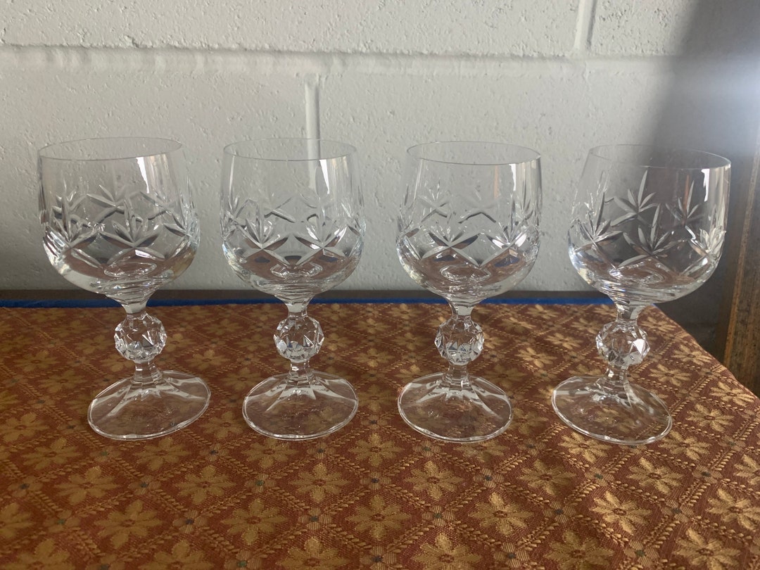 Vintage Cut Crystal Wine Glasses, Vintage Clear Cut Crystal Wine ...