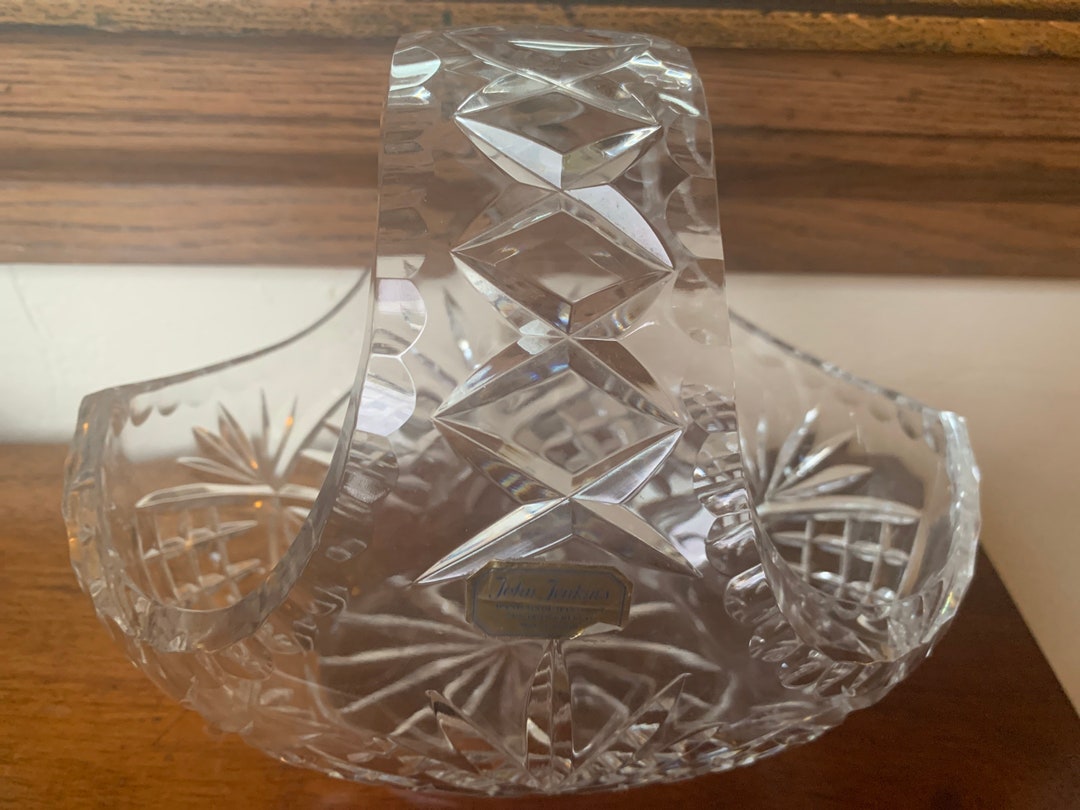 Vintage Hand Cut Crystal Flower Basket, Hand Cut Crystal Basket, John ...