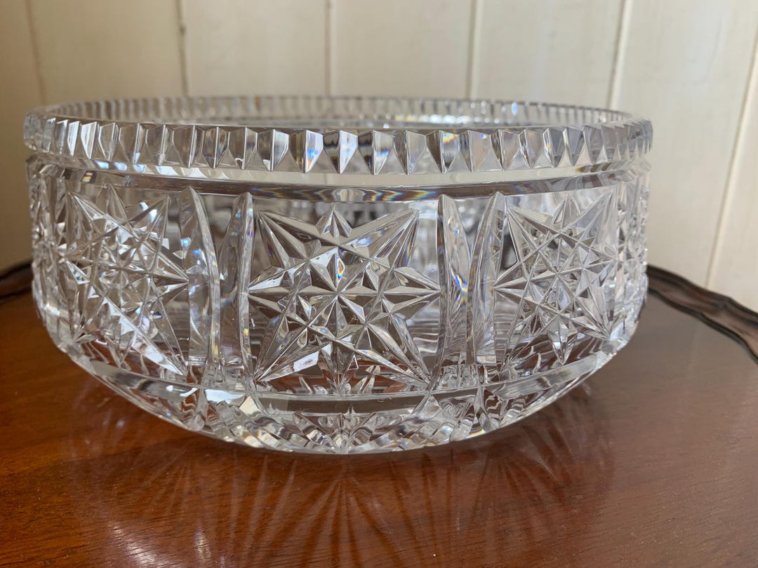 Vintage Large Crystal Bowl, Large Cut Crystal Bowl, Vintage Crystal ...