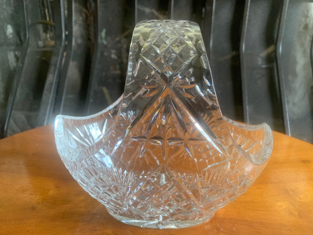 Crystal Deep Cut Basket, Ornate Deep Cut Crystal Basket - Etsy