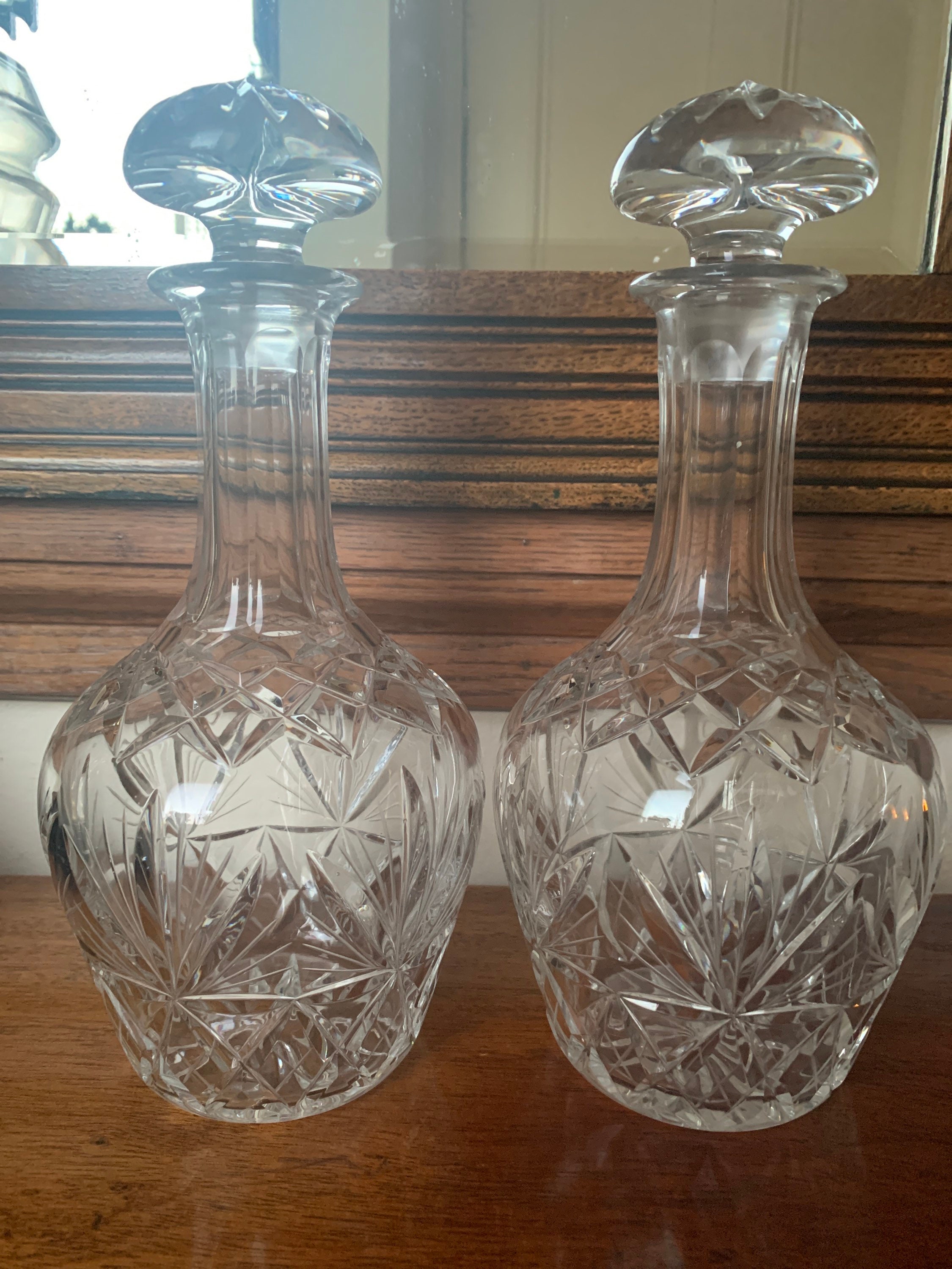 Pair Of Vintage Deep Cut Crystal Spirit Decanters | Etsy