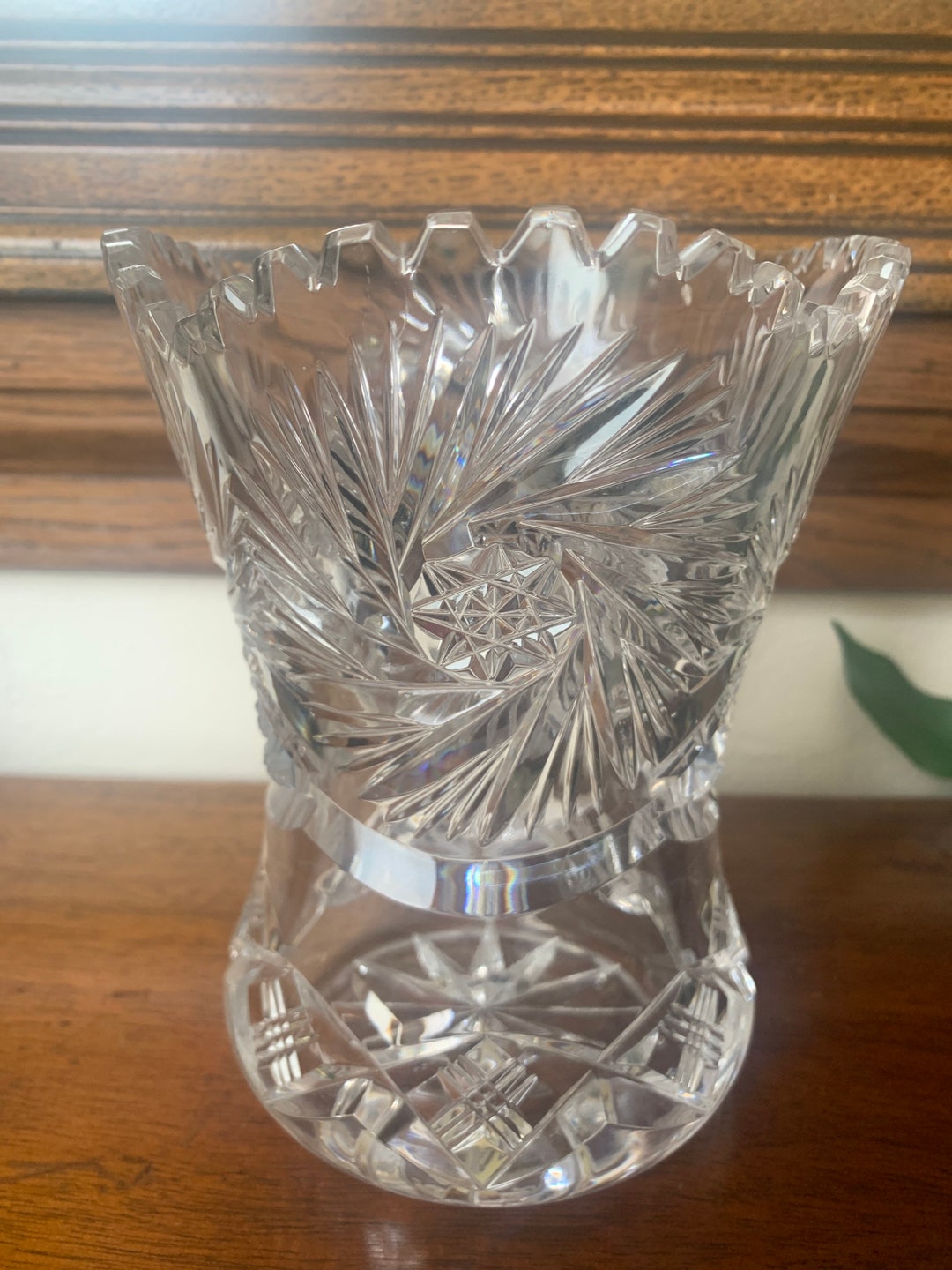 Vintage Cut Crystal Vase, Vintage Heavy Cut Crystal Vase, Deep Cut ...