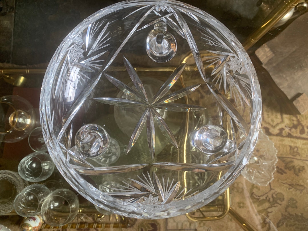 Vintage Heavy Handmade Deep Cut Crystal Bowl, Handmade Deep Cut Crystal ...
