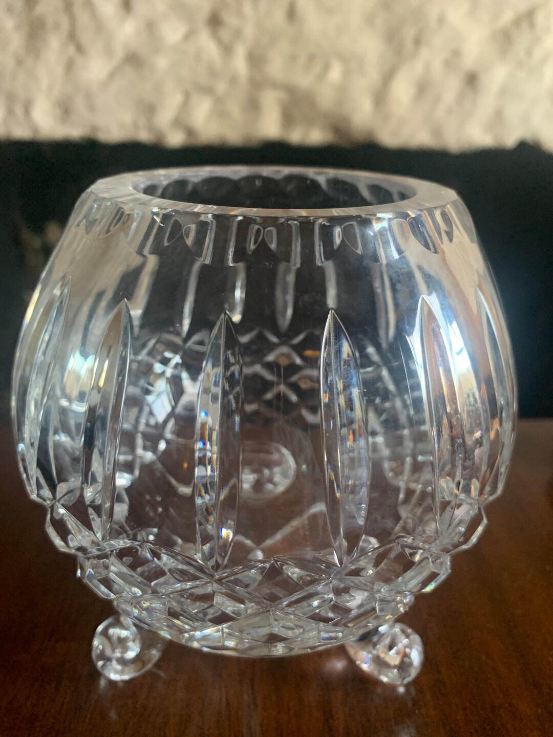 Vintage Crystal Rose Bowl, Heavy Crystal Posy Bowl, Deep Cut Crystal ...