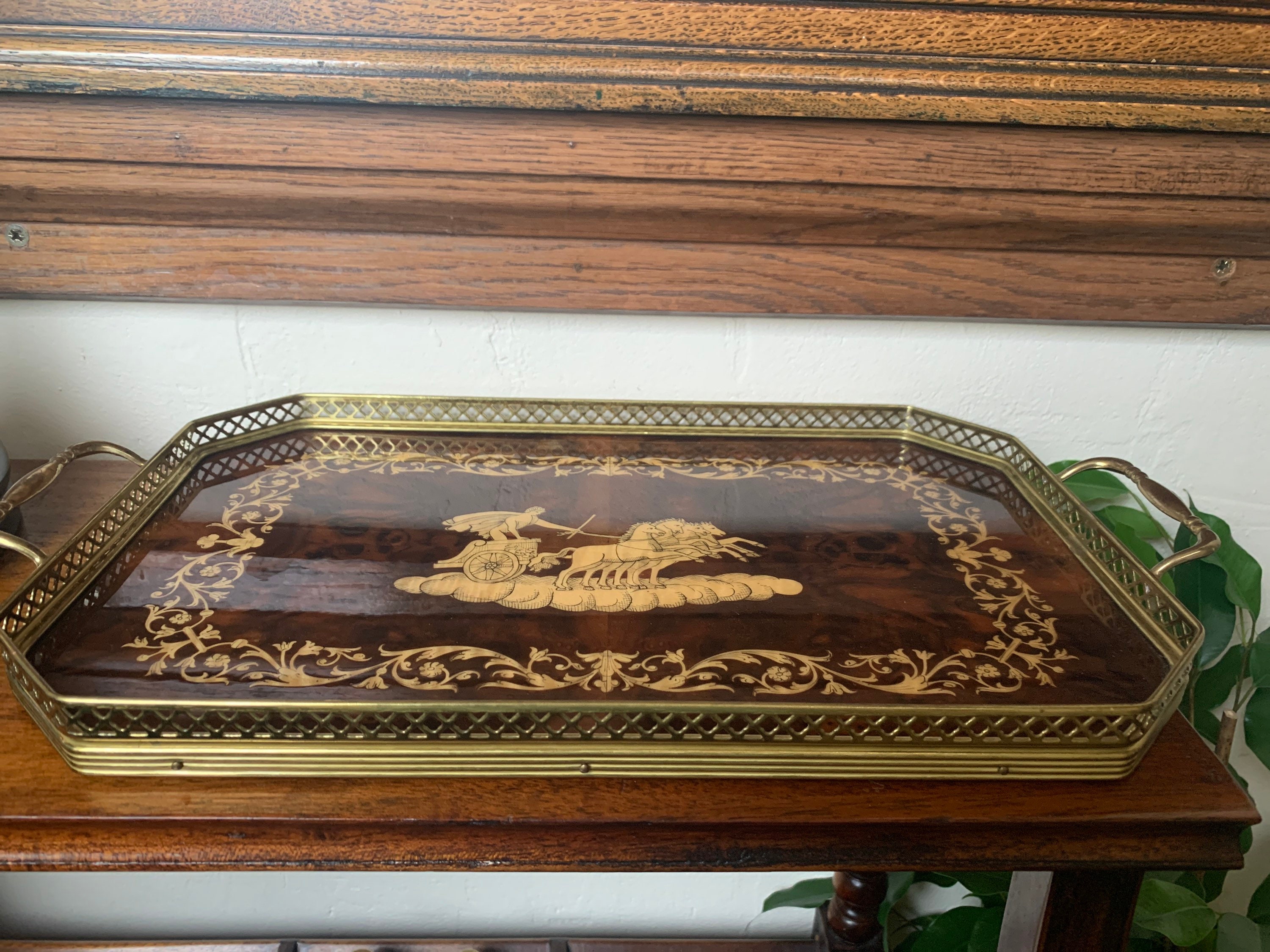 Vintage Italian Marquetry Tray Brass & Marquetry Tray - Etsy