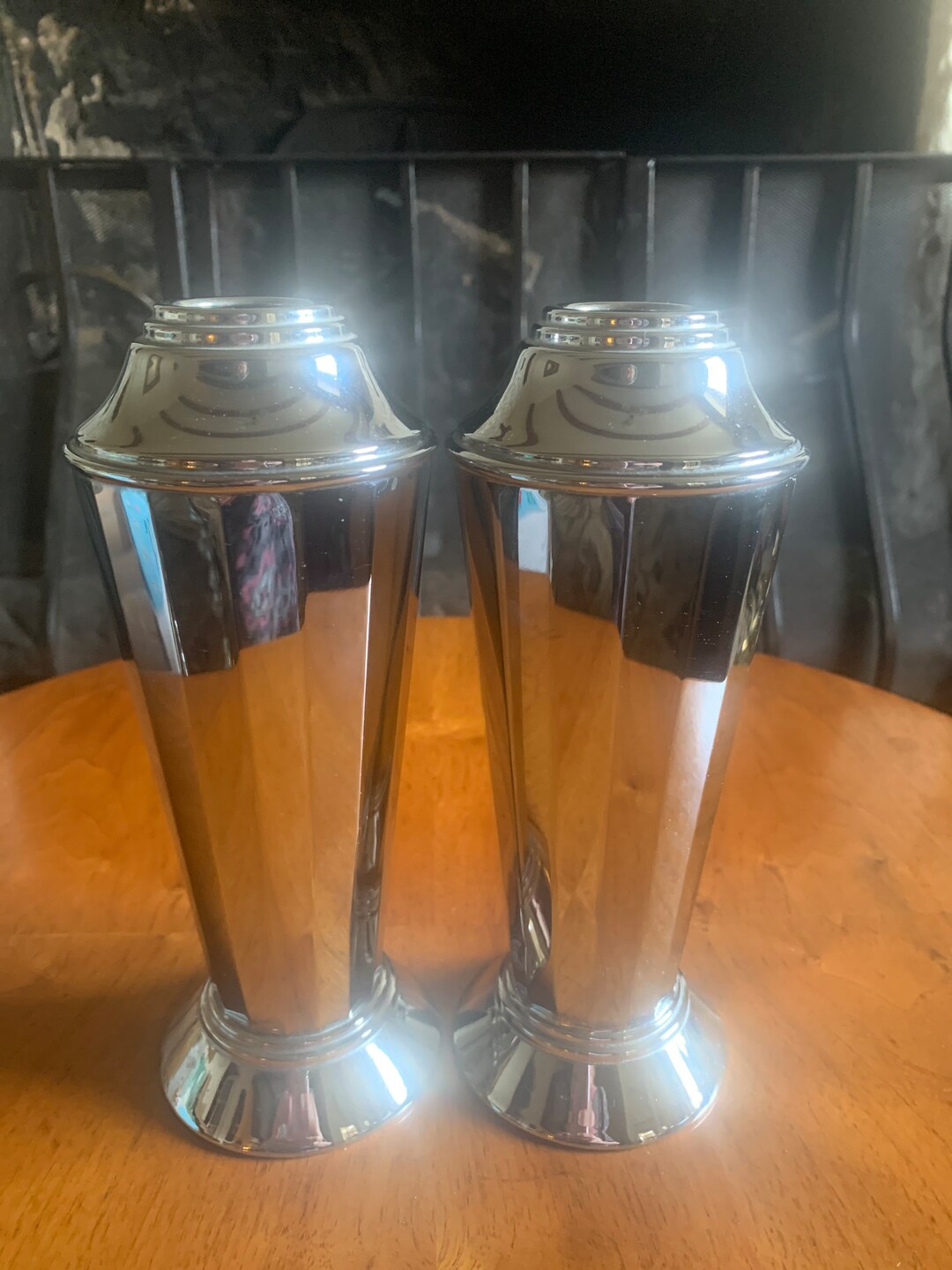 Art Deco Chrome Vases, Vintage Art Deco Chrome Vases, Pair of Art Deco ...